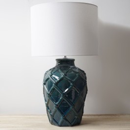 Deep Blue Diamond Pattern Table Lamp | Time & Tide