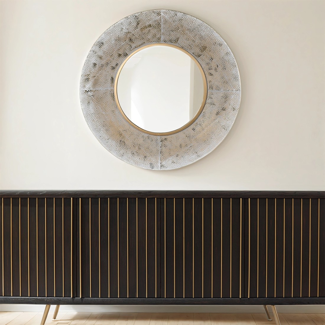 Textured White Wash Gold Circular Mirror | Time & Tide | Time & Tide