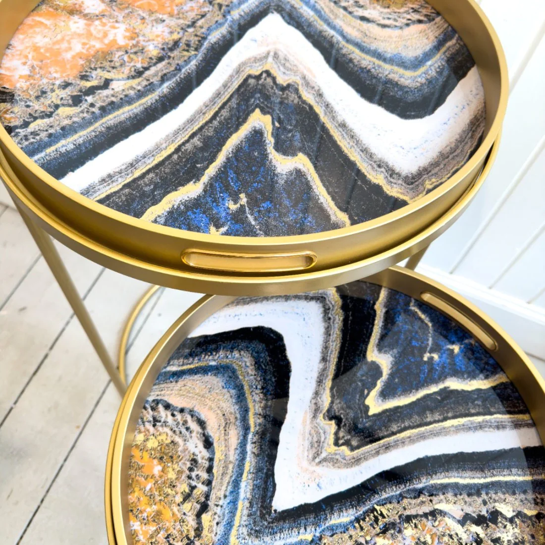Navy and gold end table store
