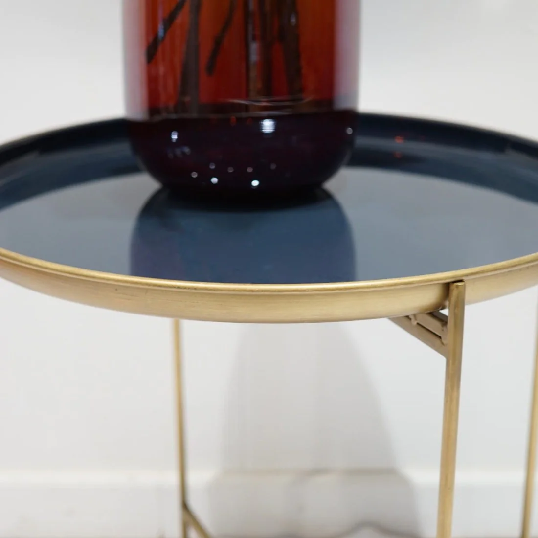 Gold Blue Tray Side Table Time Tide