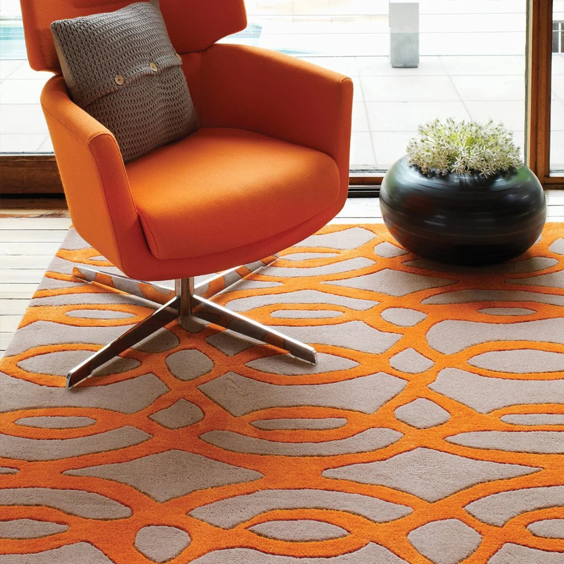 orange patterned rugs uk