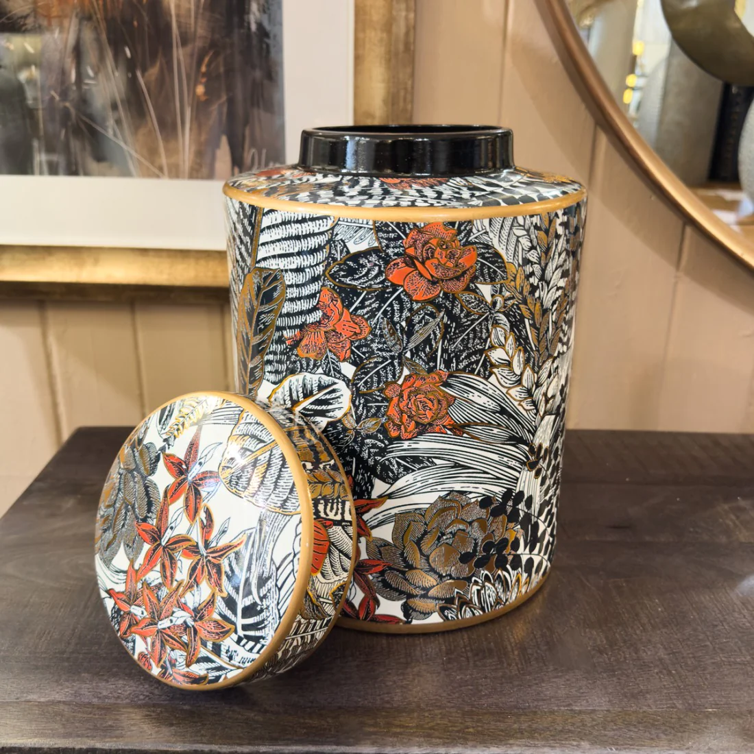 patterned lidded jar